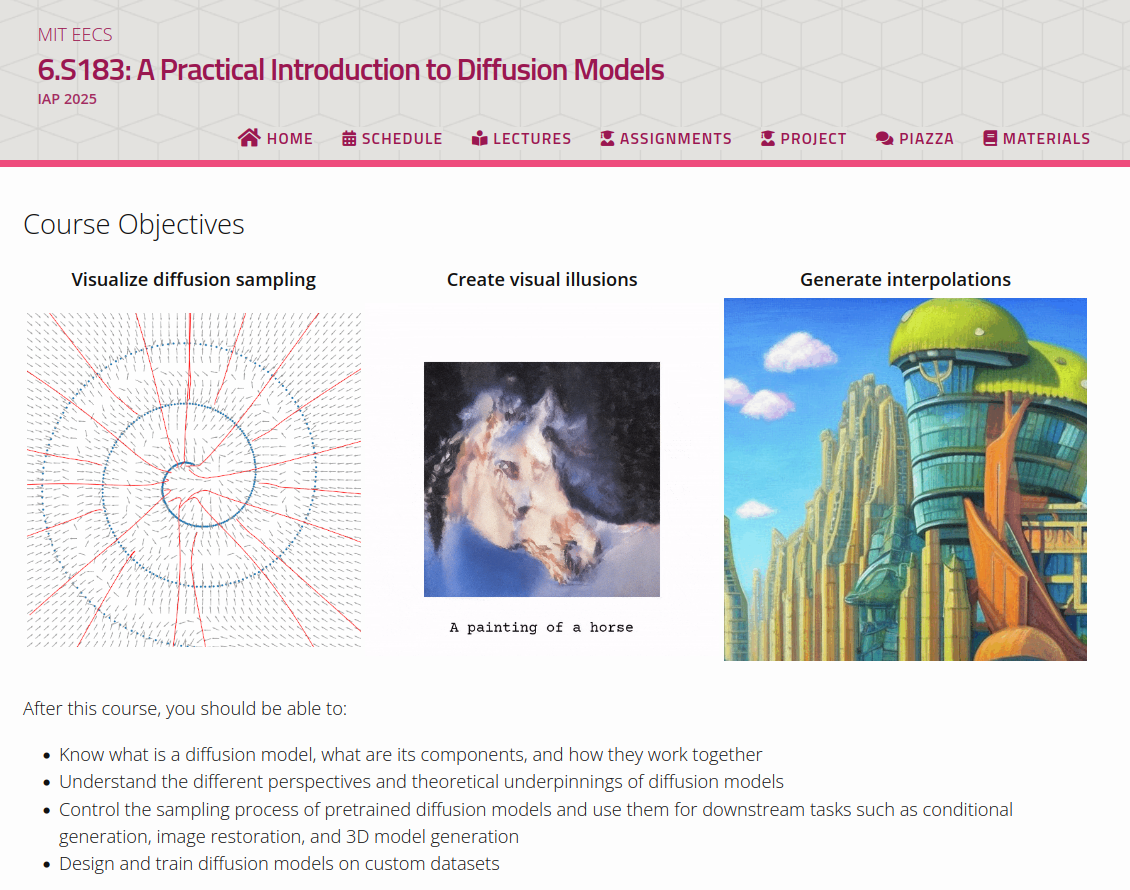 Lectures - 6.S183: A Practical Introduction to Diffusion Models / IAP 2025